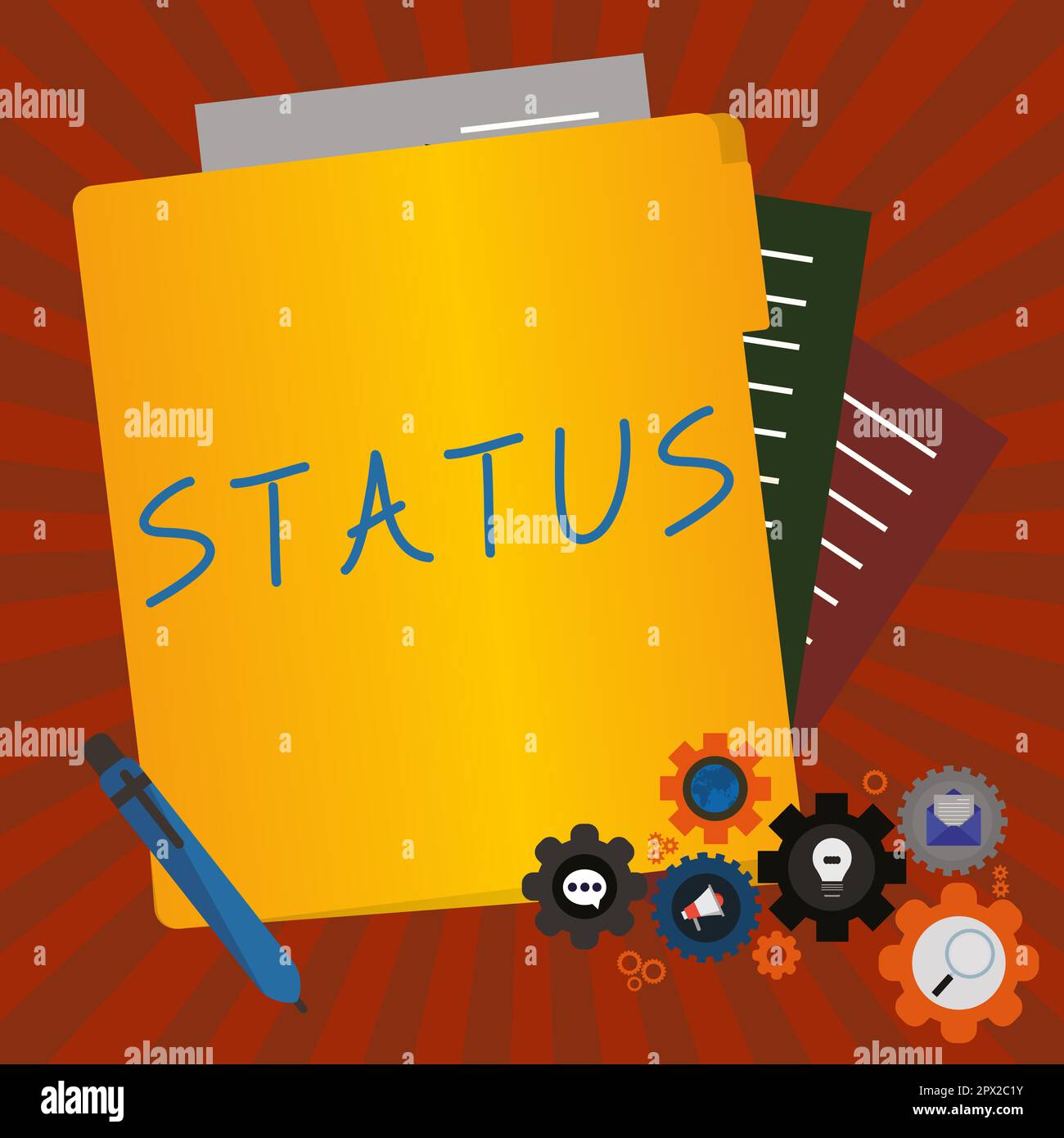 Sign displaying Status, Concept meaning situation at a particular time ...