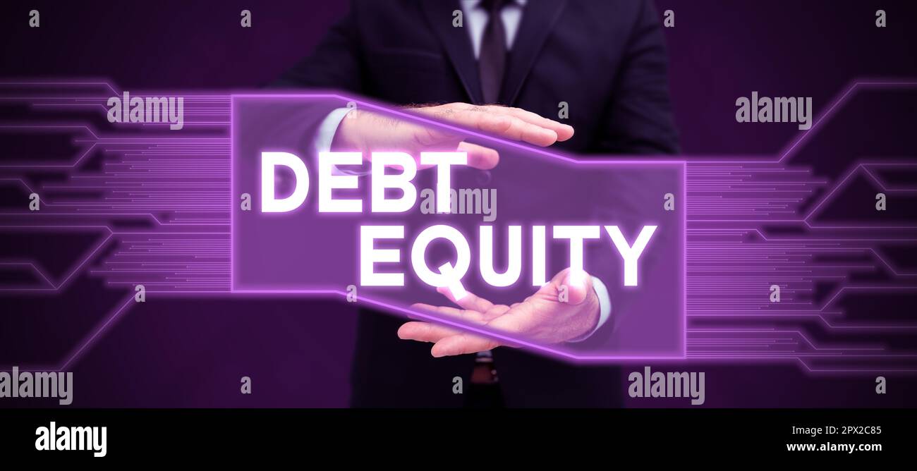 Hand writing sign Debt Equity, Business overview dividing companys ...