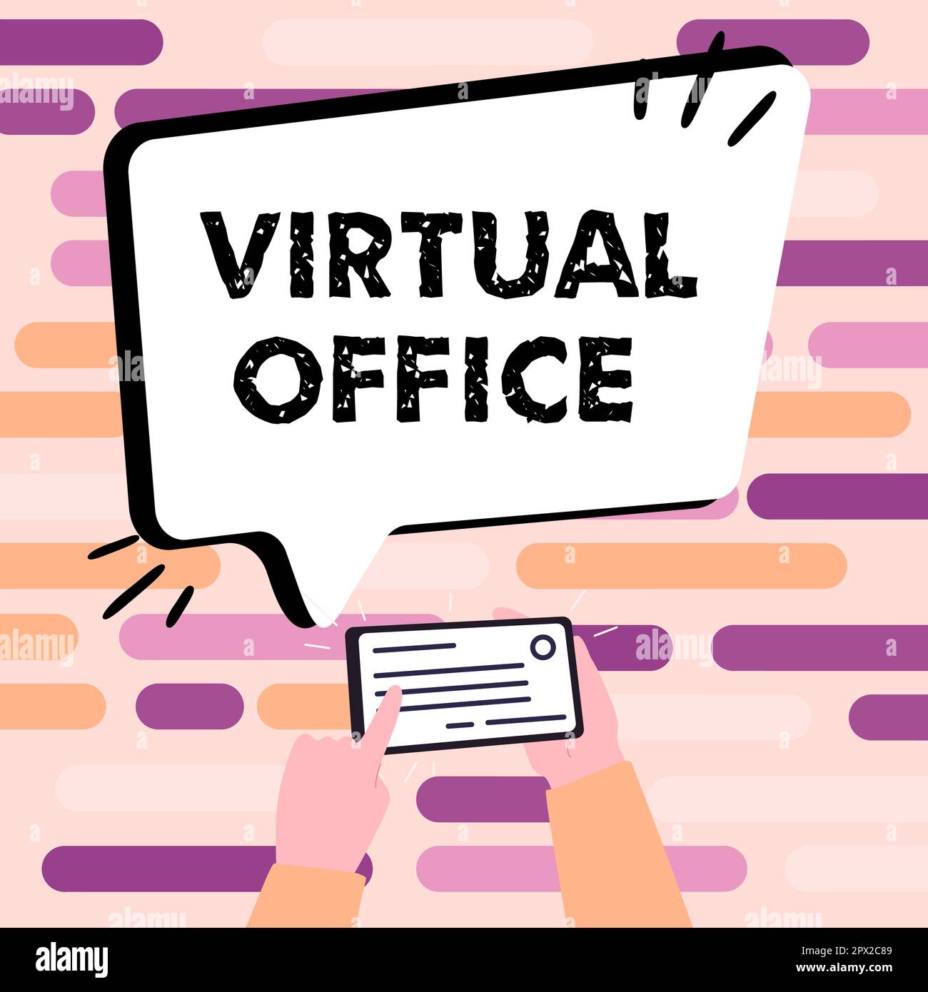 Hand writing sign Virtual Office, Business showcase Mobile work ...