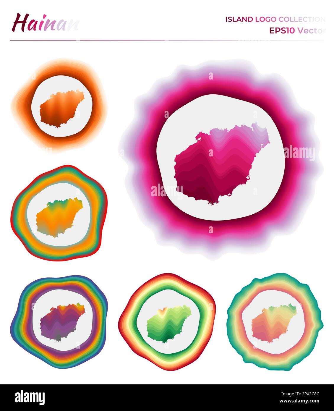 Hainan logo collection. Colorful badge of the island. Layers around ...