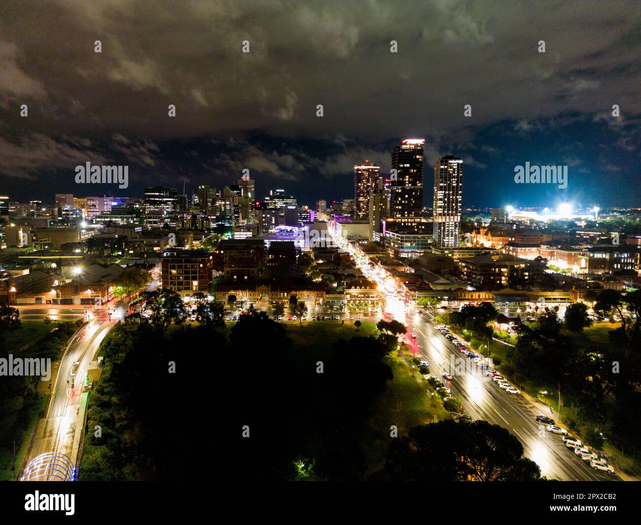 Adelaide skyline at night in Australia Stock Photo - Alamy