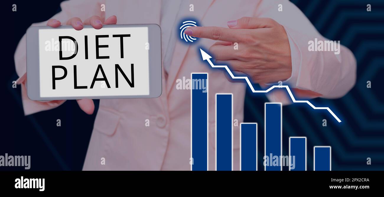 Hand writing sign Diet Plan, Internet Concept Use of specific intake of ...