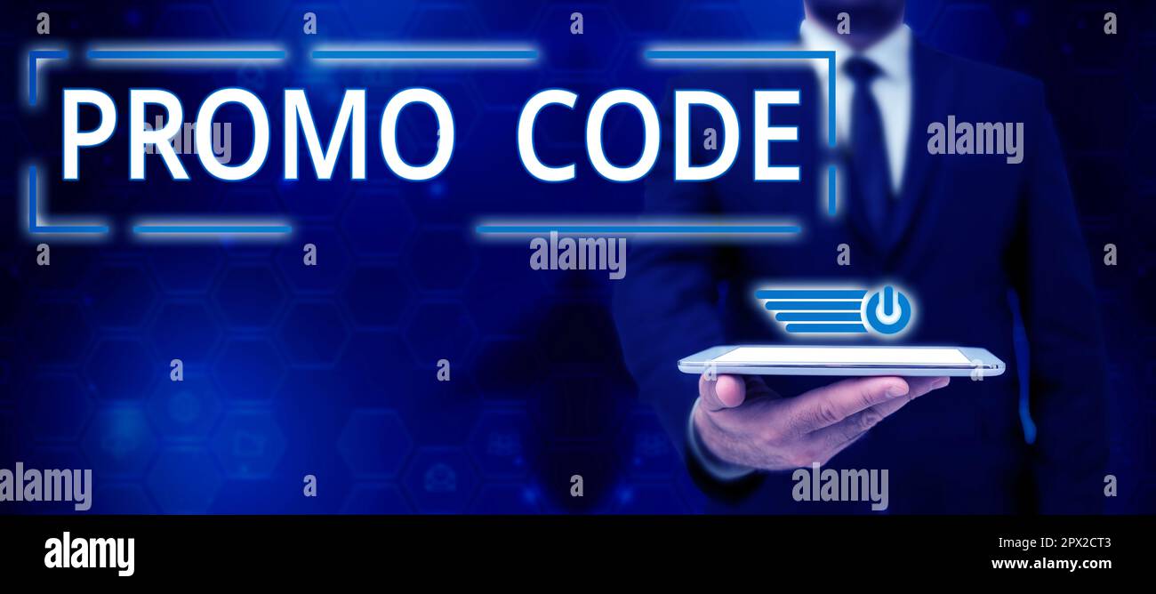 Hand writing sign Promo Code, Word for digital numbers that give you ...