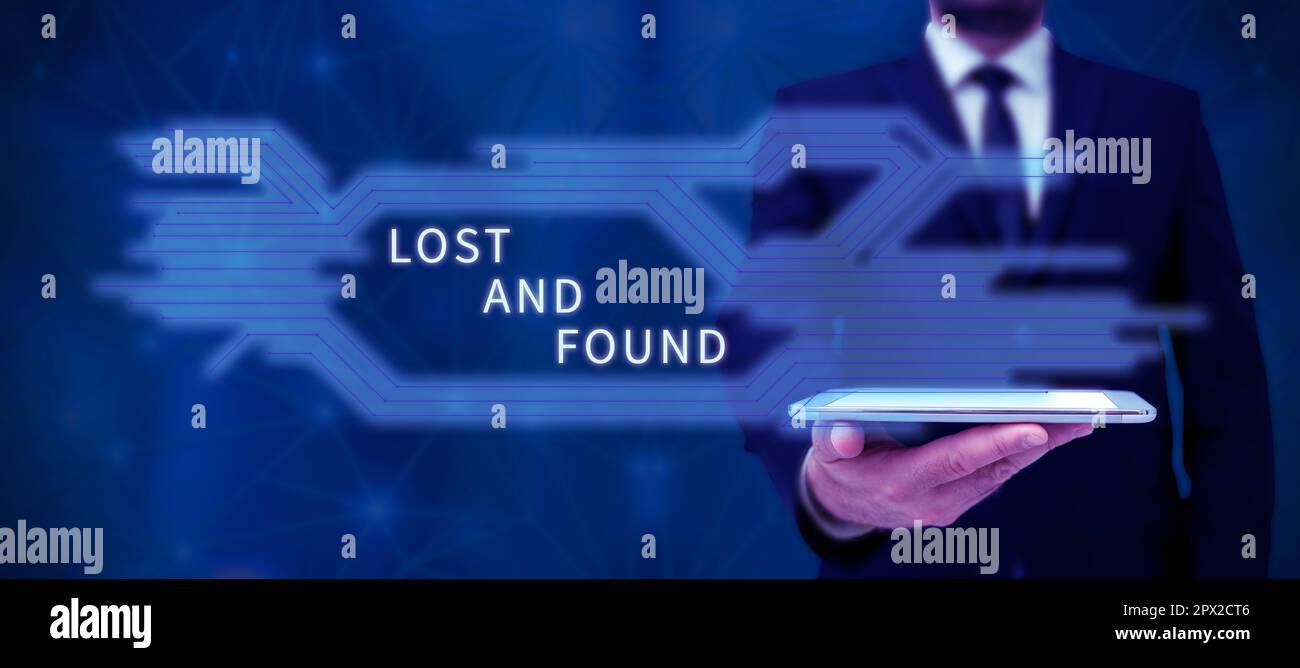 Text caption presenting Lost And Found, Word for Place where you can ...