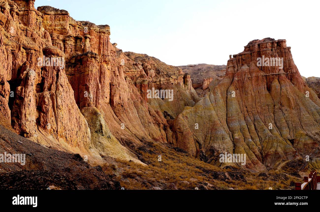 ZHANGYE, CHINA - MAY 1, 2023 - A view of soil forest landform at the ...