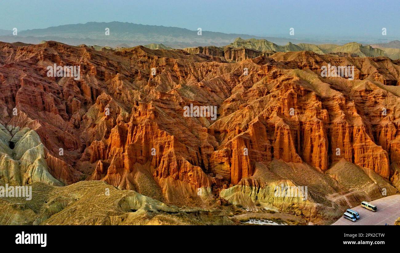 ZHANGYE, CHINA - MAY 1, 2023 - A view of soil forest landform at the ...