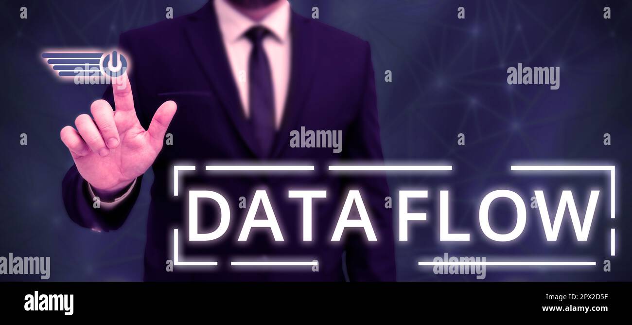 Writing displaying text Data Flow, Conceptual photo the movement of data through a system ...