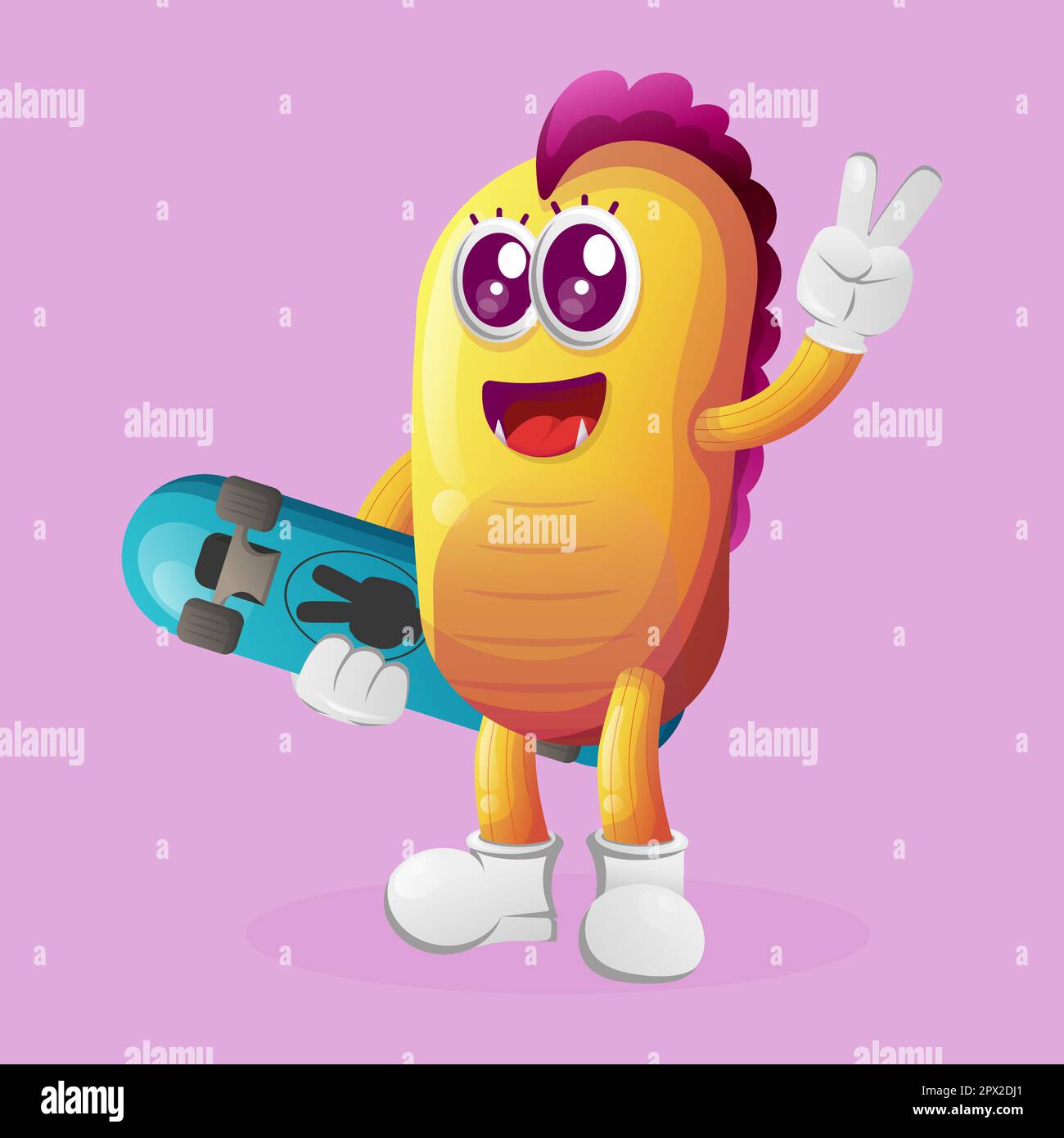 Cartoon funny yellow monster carrying hi-res stock photography and ...