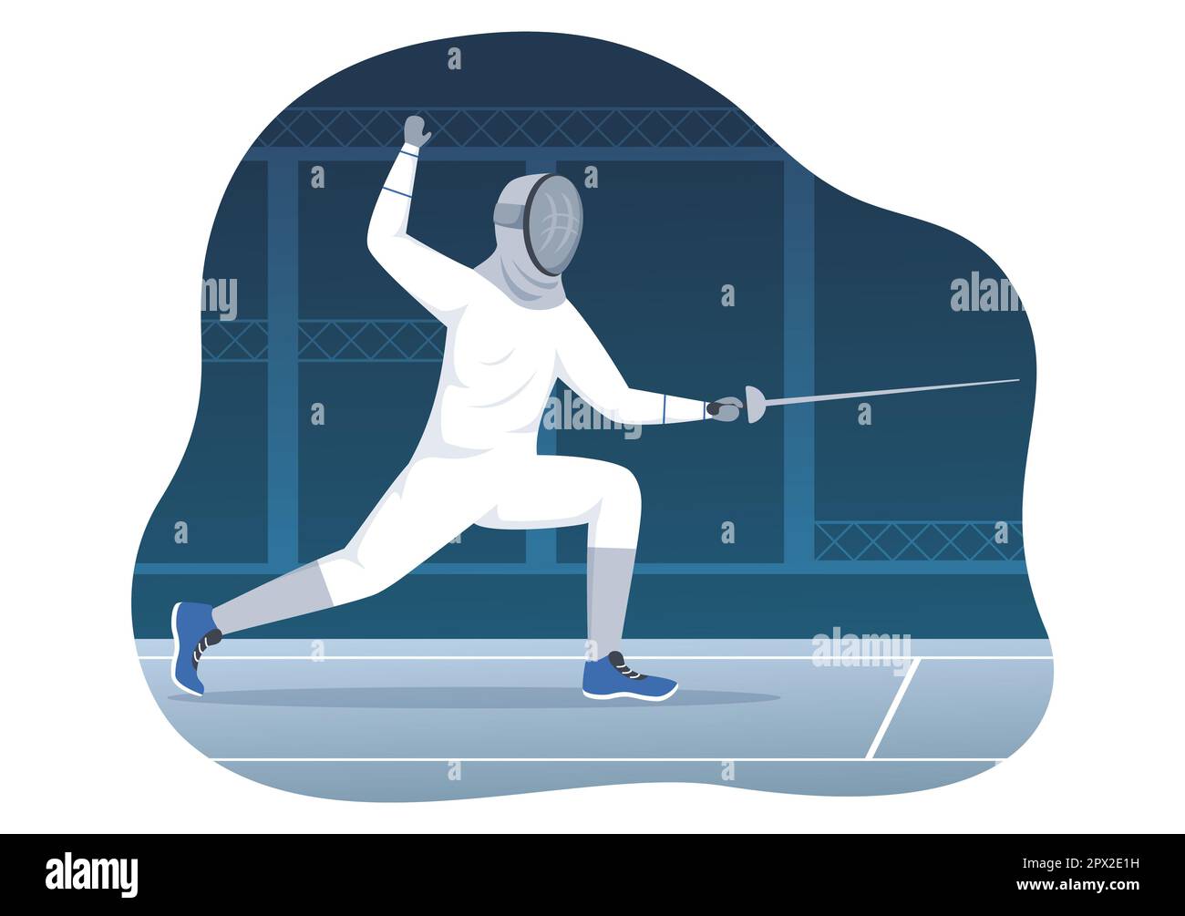 Fencing Player Sport Illustration with Fencer Fighting on Piste and ...