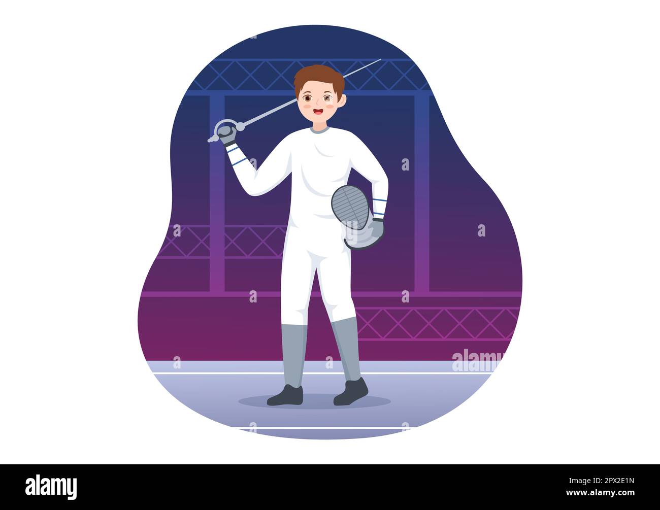 Fencing Player Sport Illustration with Fencer Fighting on Piste and ...