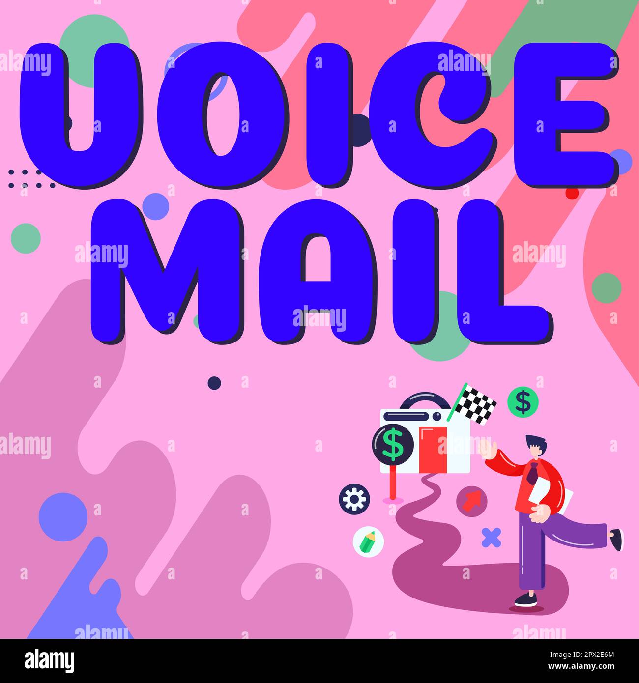 Handwriting text Voice Mail, Word for Electronic system that store ...