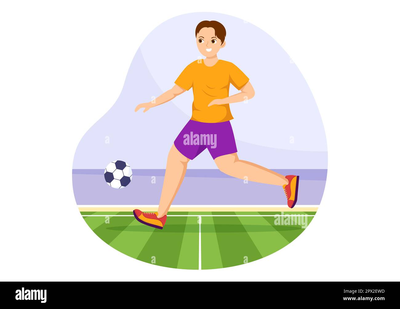 Futsal, Soccer or Football Sport Illustration with Players Shooting a ...