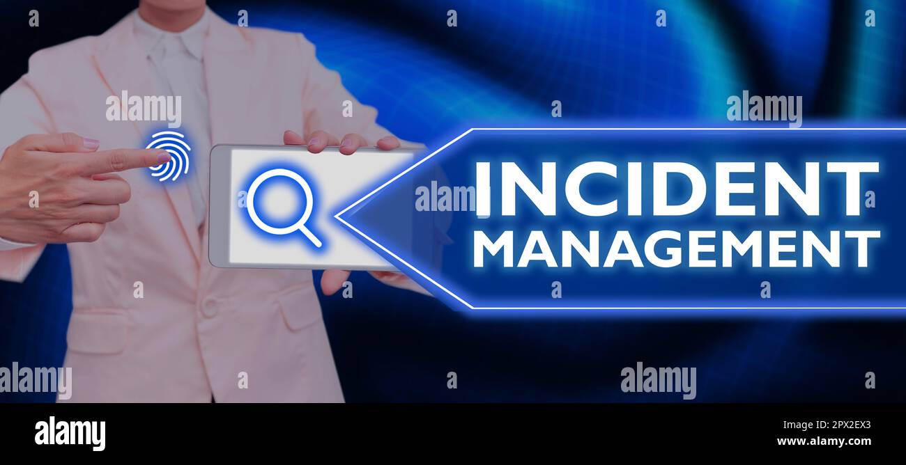 Text caption presenting Incident Management, Business idea Process to return Service to Normal ...