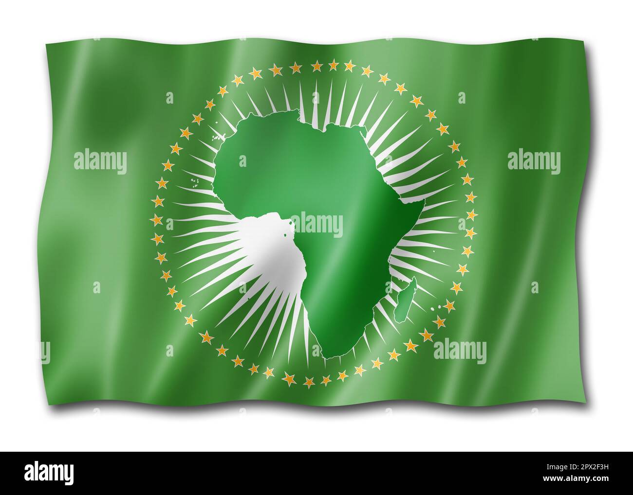 African Union waving flag. 3D illustration Stock Photo - Alamy