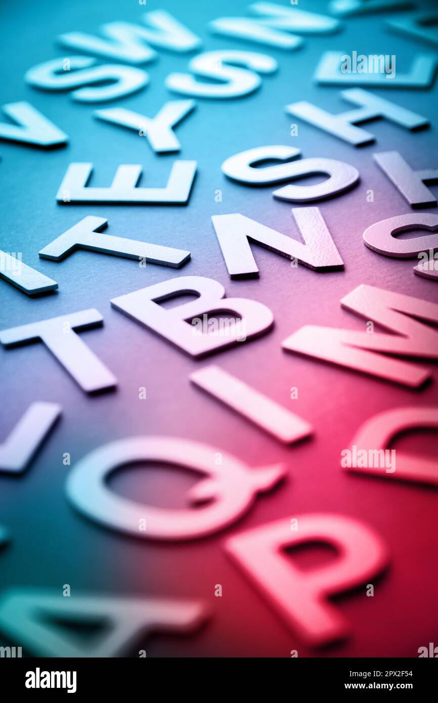Mixed solid letters pile closeup photo. Education background concept ...