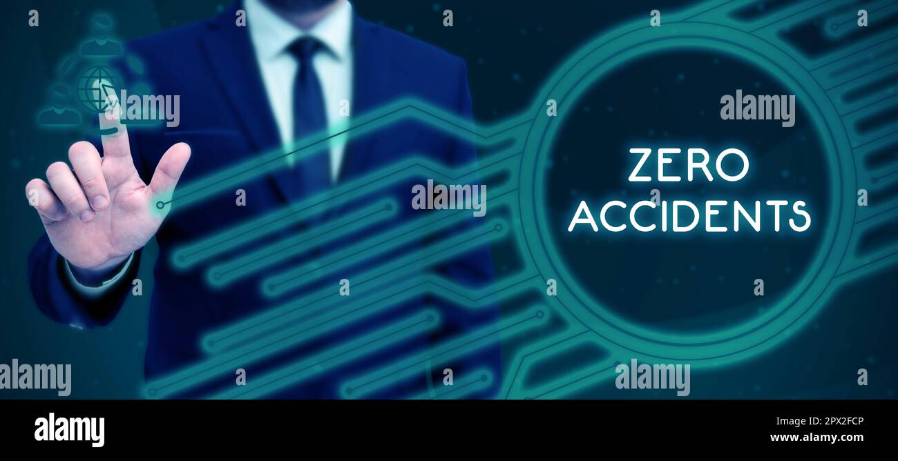 Hand writing sign Zero Accidents, Word Written on important strategy ...