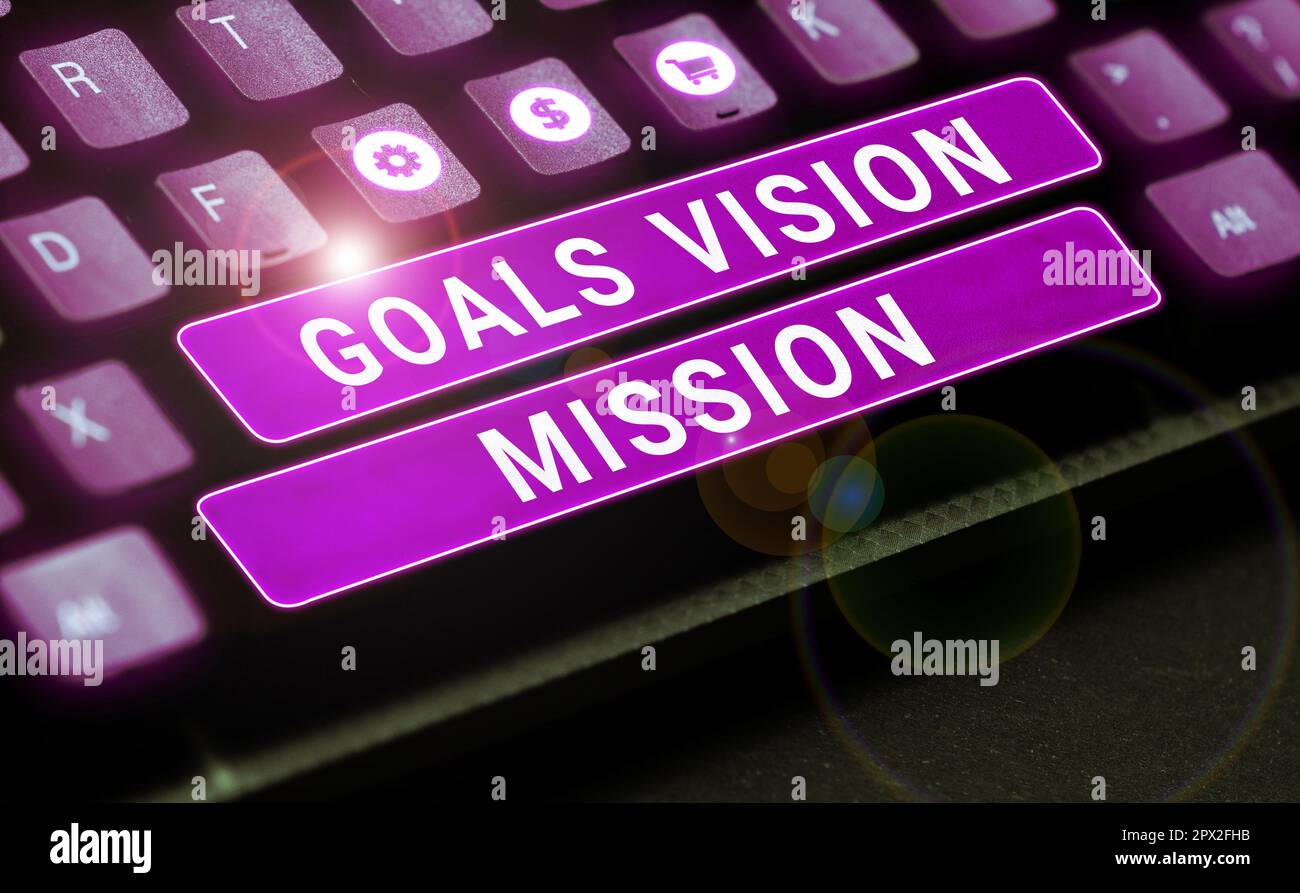 Hand writing sign Goals Vision Mission, Business concept practical ...