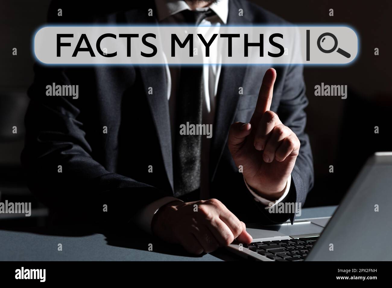 Hand writing sign Facts Myths, Business concept work based on ...