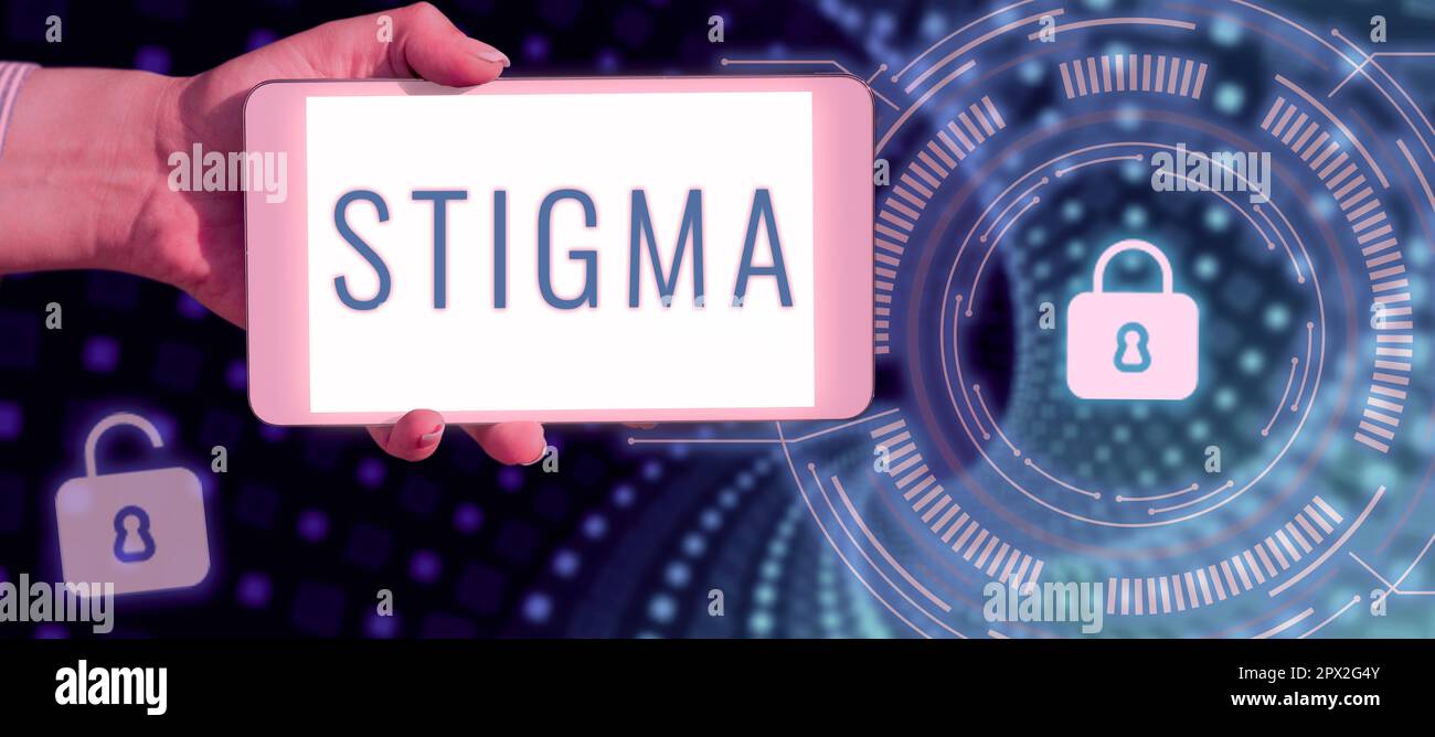 Hand writing sign Stigma, Concept meaning feeling of disapproval that ...