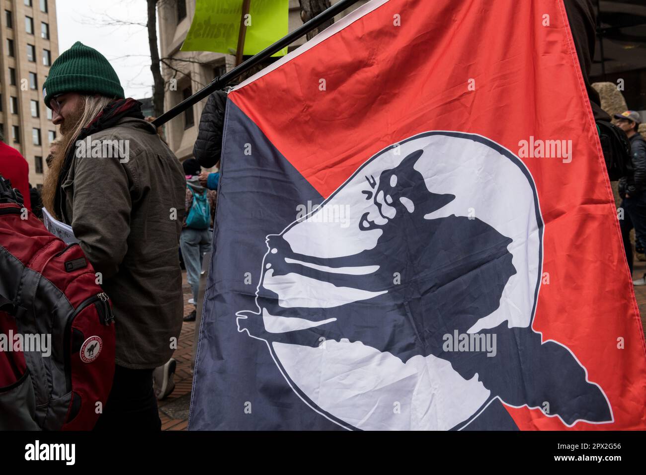 Seattle, USA. 1 May, 2023. Workers rallying at the federal building ...