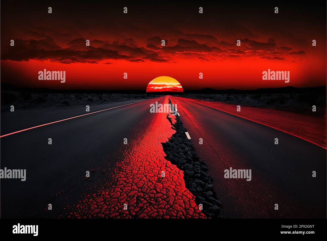 Lightning over asphalt road hi-res stock photography and images - Alamy