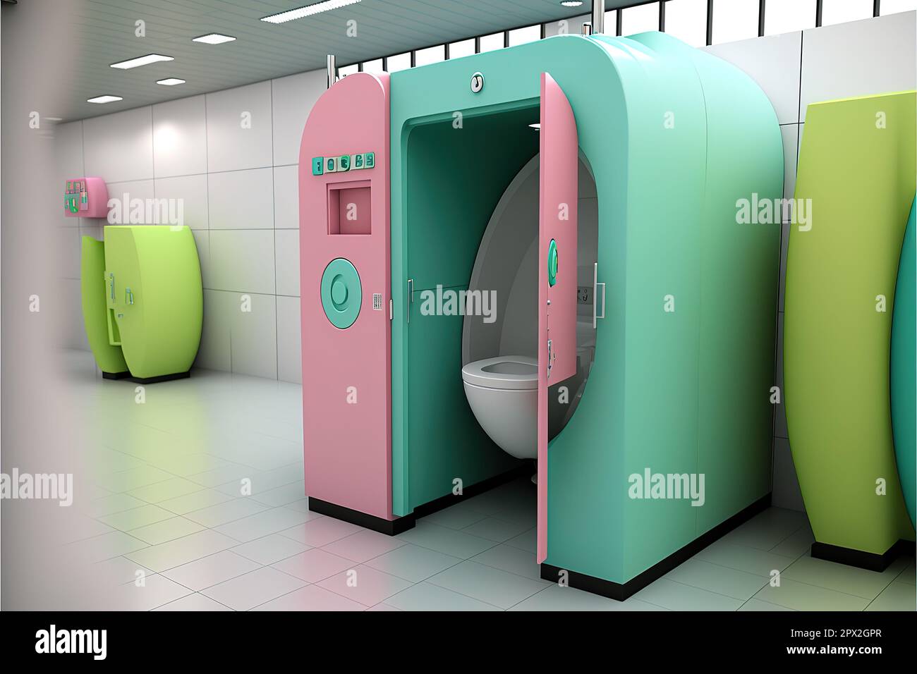 public toilet in shopping Mall, 3D rendering Stock Photo - Alamy