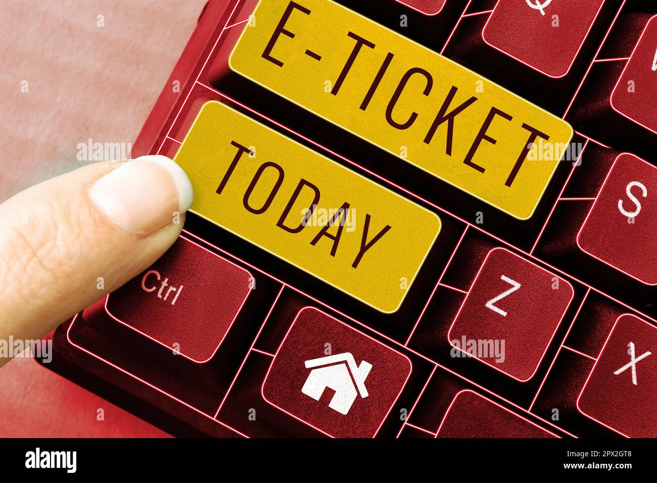 Text caption presenting E Ticket, Word Written on Digital ticket that ...