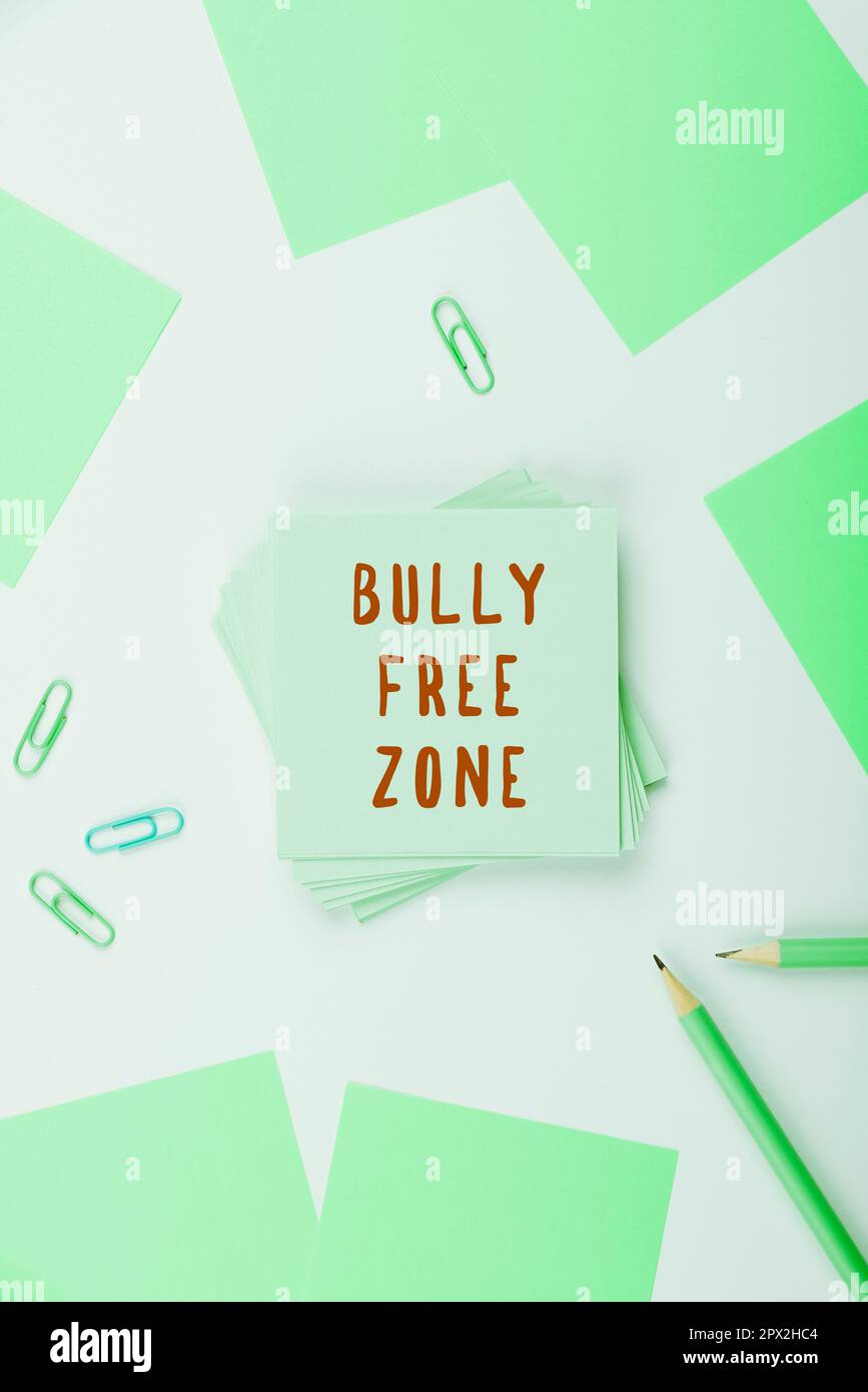 Conceptual caption Bully Free Zone, Conceptual photo Be respectful to ...