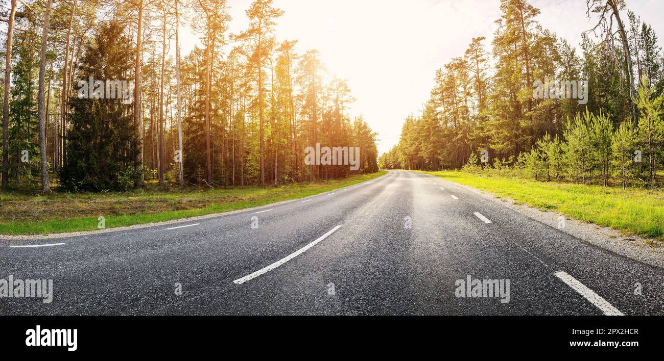 Beautiful background of the asphalt road in spring. Concept of family ...