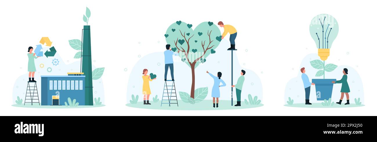 Green technology, environmental innovation set vector illustration ...