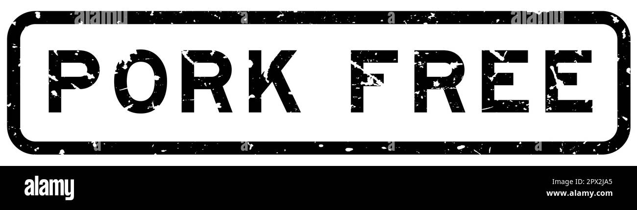 Grunge black pork free word square rubber seal stamp on white ...