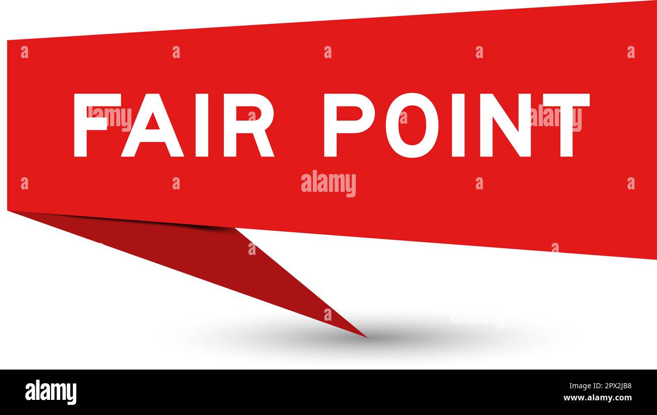 Red color speech banner with word fair point on white background Stock ...