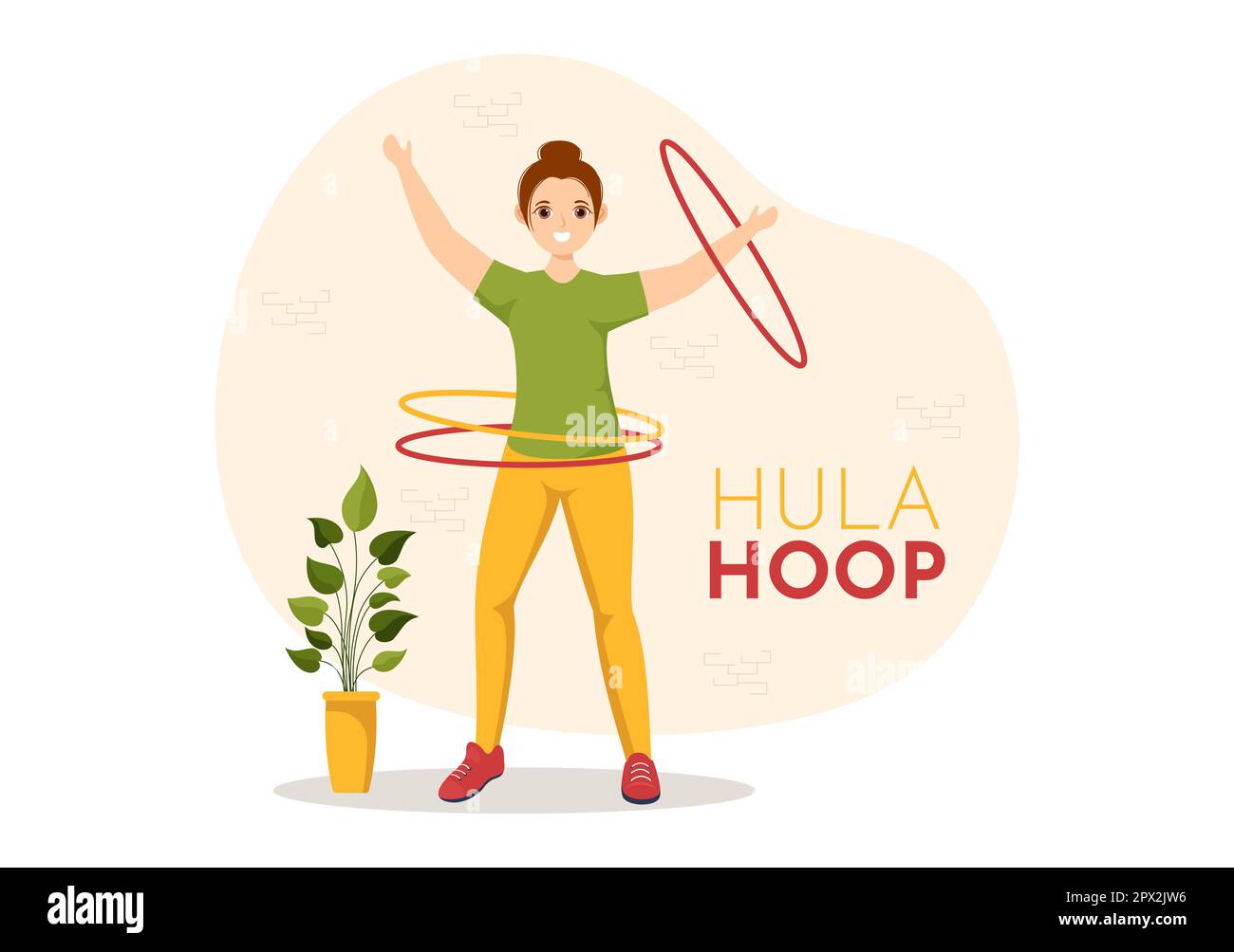 Hula Hoop Illustration with People Exercising Playing Hula Hoops and ...