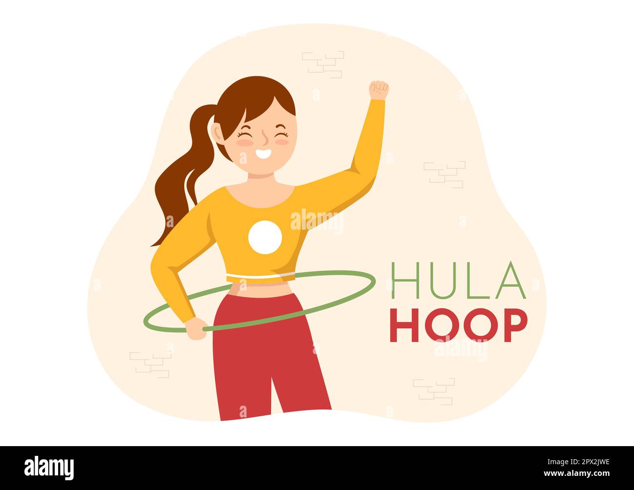 Hula Hoop Illustration With People Exercising Playing Hula Hoops And Fitness Training In Sports
