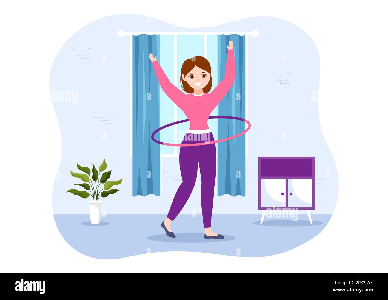 Hula Hoop Illustration with People Exercising Playing Hula Hoops and ...