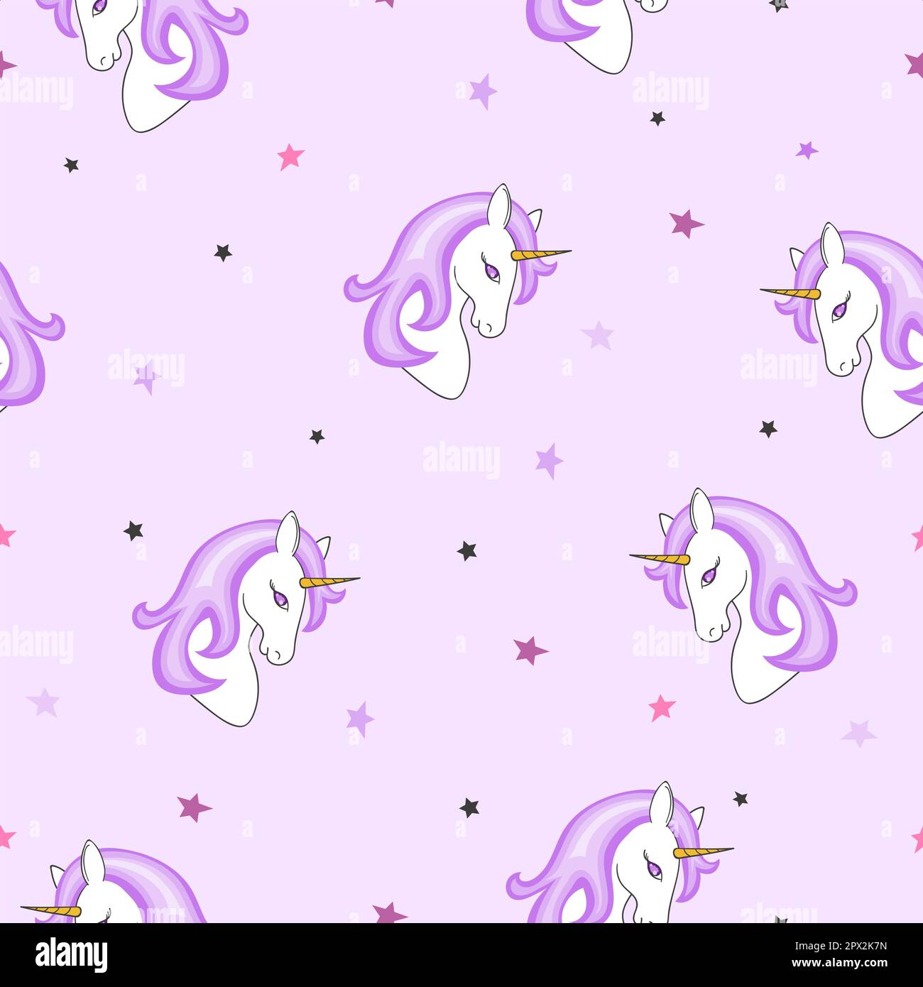 Seamless cute unicorns pattern. Vector magic illustration for kids ...