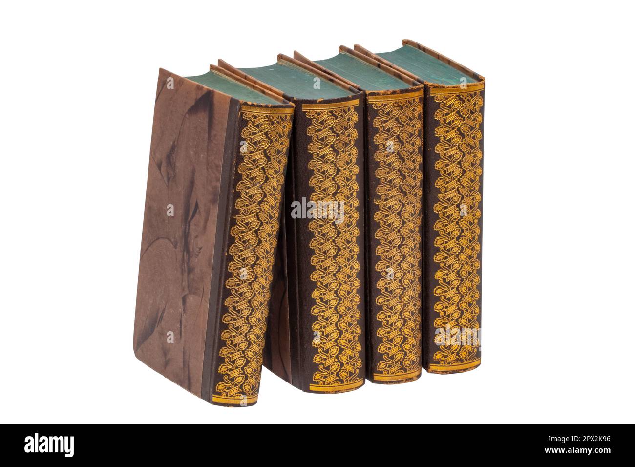 Pile of vintage old books isolated on a white background. Clipping path ...