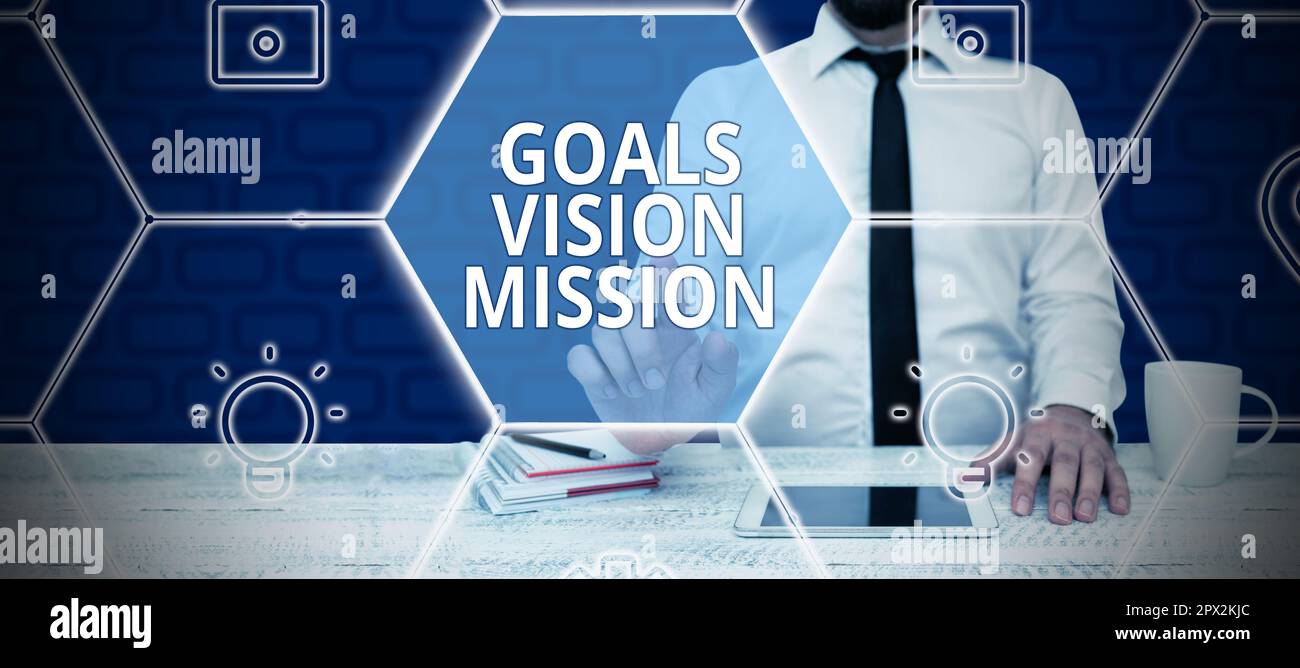 Text showing inspiration Goals Vision Mission, Business concept ...