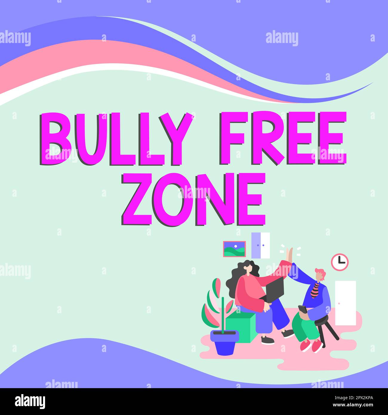 Conceptual caption Bully Free Zone, Word Written on Be respectful to ...