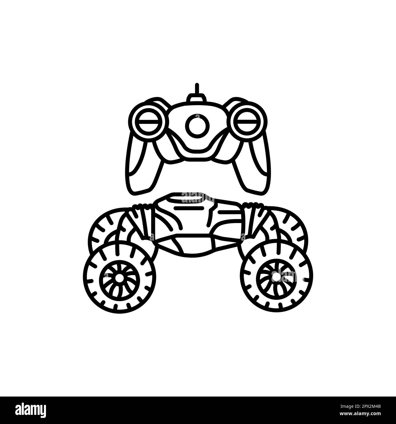 Toy car with remote control black line icon. Pictogram for web page ...