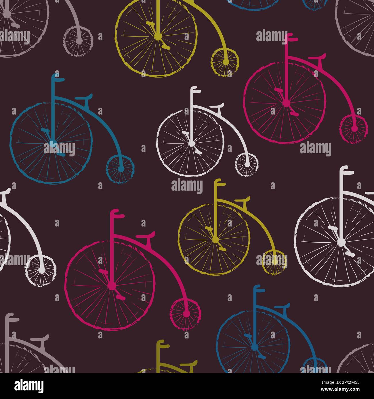 Seamless colorful retro bicycle pattern. Vector background with bikes ...