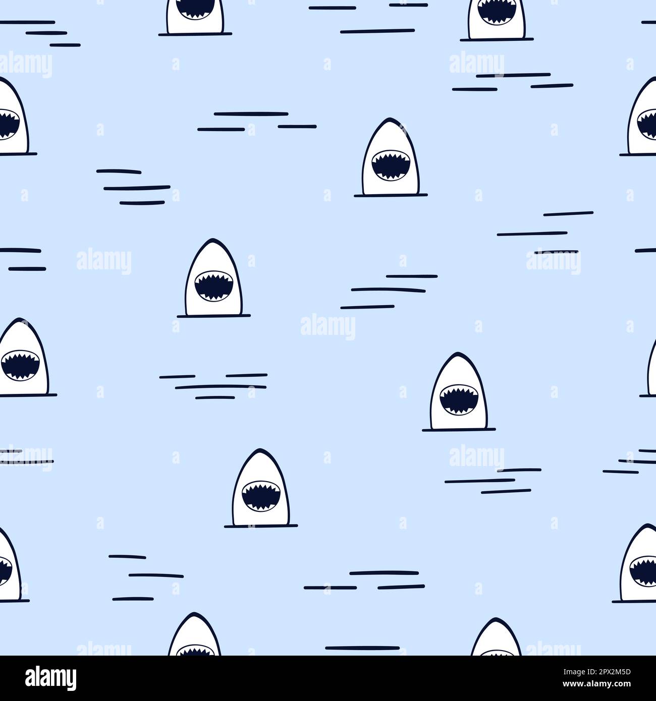 Seamless vector cartoon sharks pattern. Vector background Stock Vector ...