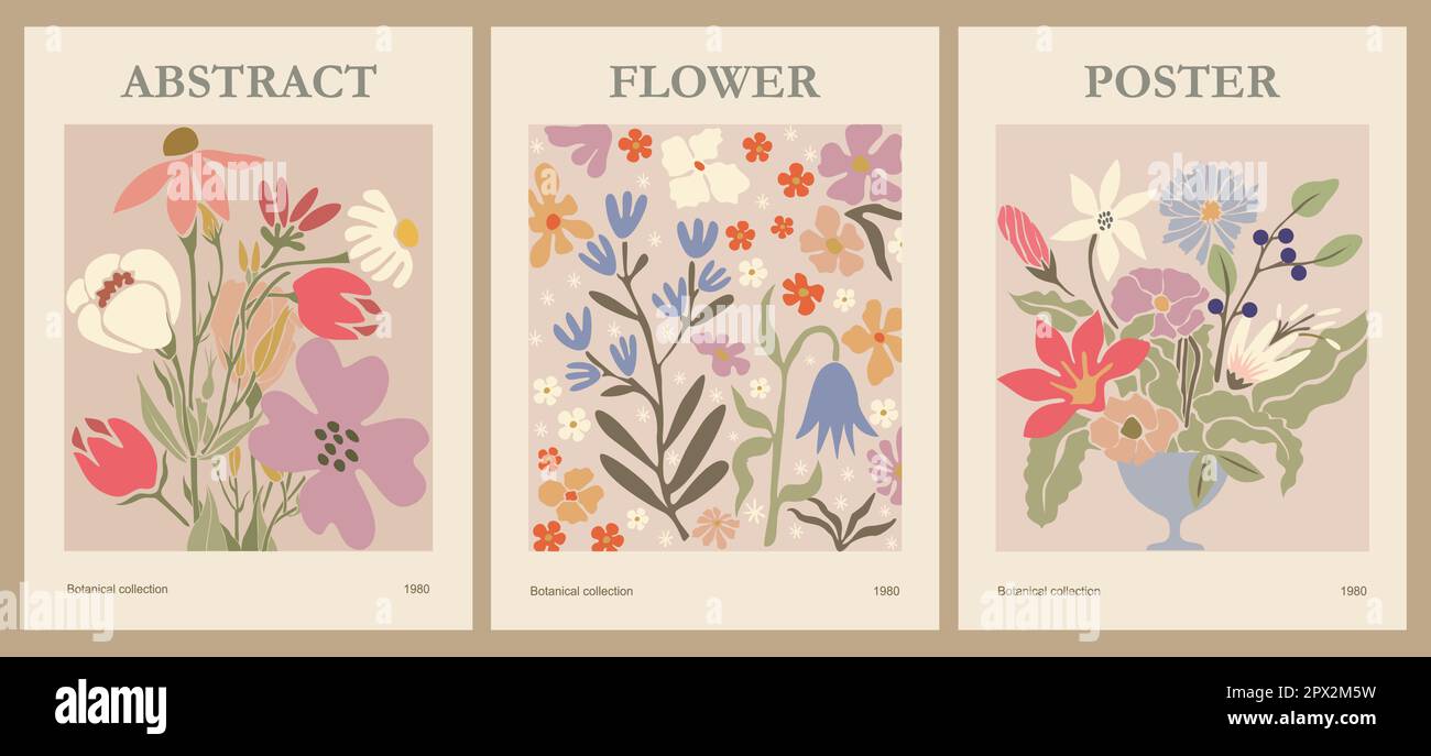 Set of abstract flower posters vector art Stock Vector Image & Art - Alamy