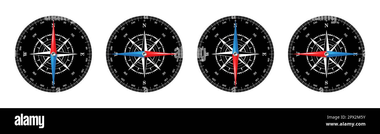 Marine compass, nautical wind rose with cardinal directions of North ...