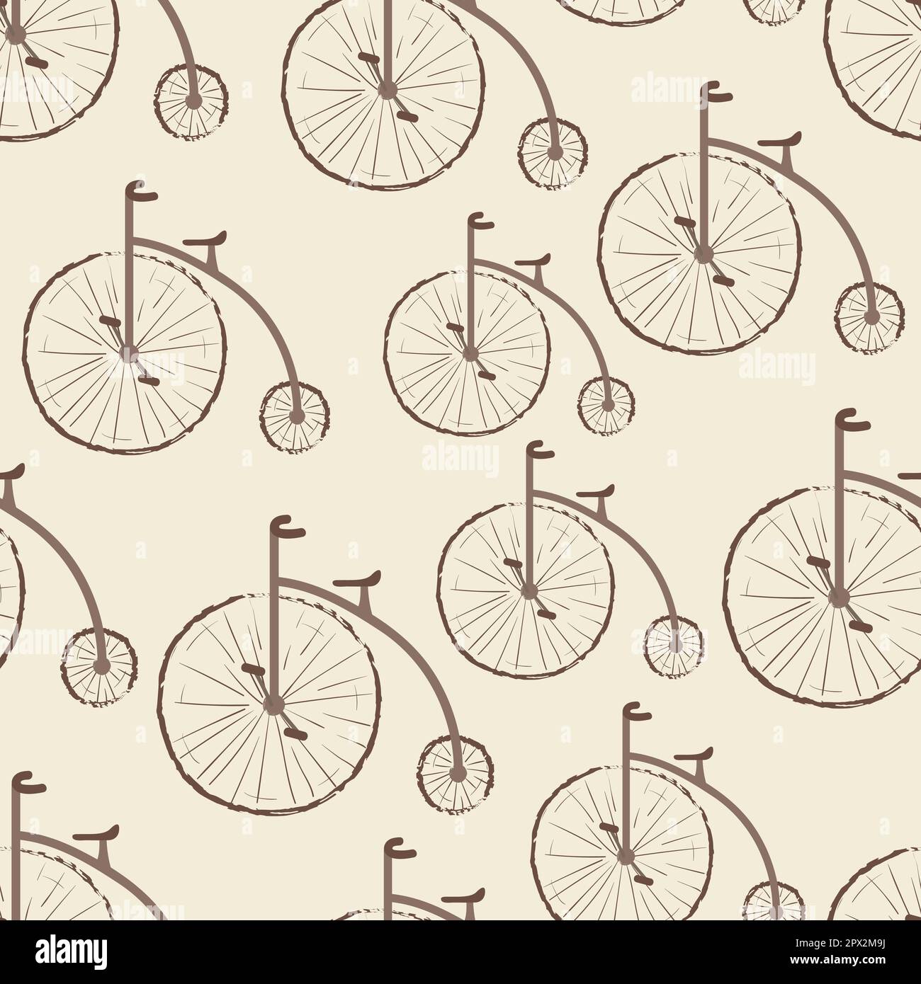 Seamless retro bicycle pattern. Vector background with bikes Stock ...