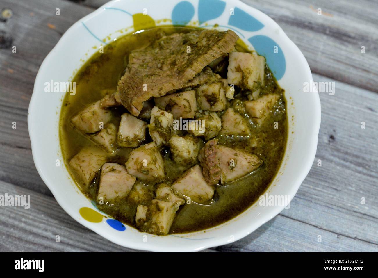 Egyptian kolkas plate cuisine, a delicious taro root stew made with a ...