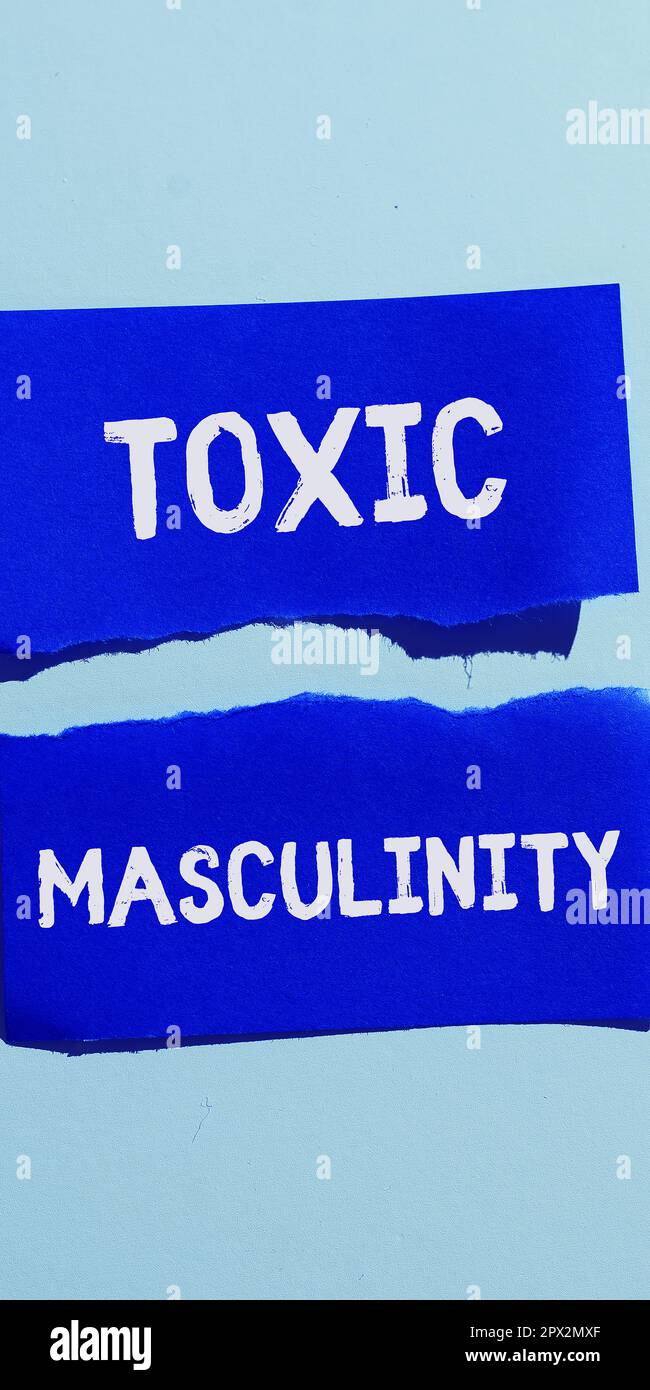 Text caption presenting Toxic Masculinity, Business showcase describes ...