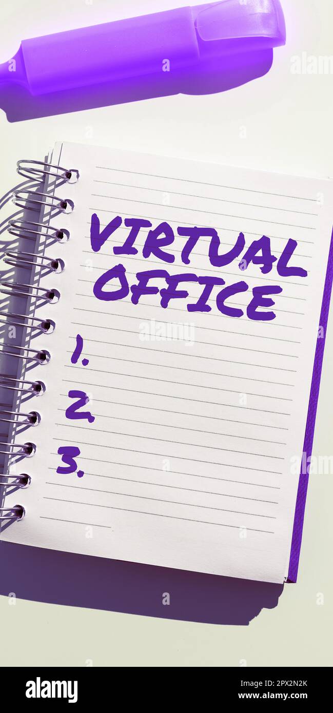 Inspiration showing sign Virtual Office, Word for Mobile work ...