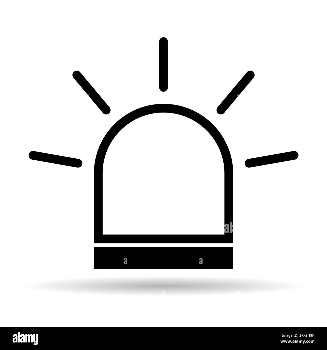Siren fire alarm shadow sign, signal danger light symbol, ambulance ...