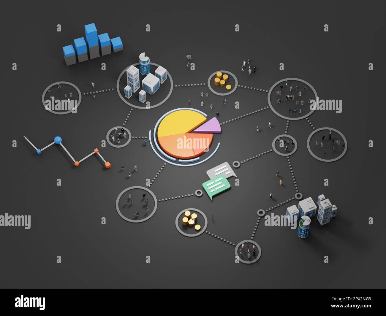 Big data analytics, abstract concept. Graphs and charts showing ...